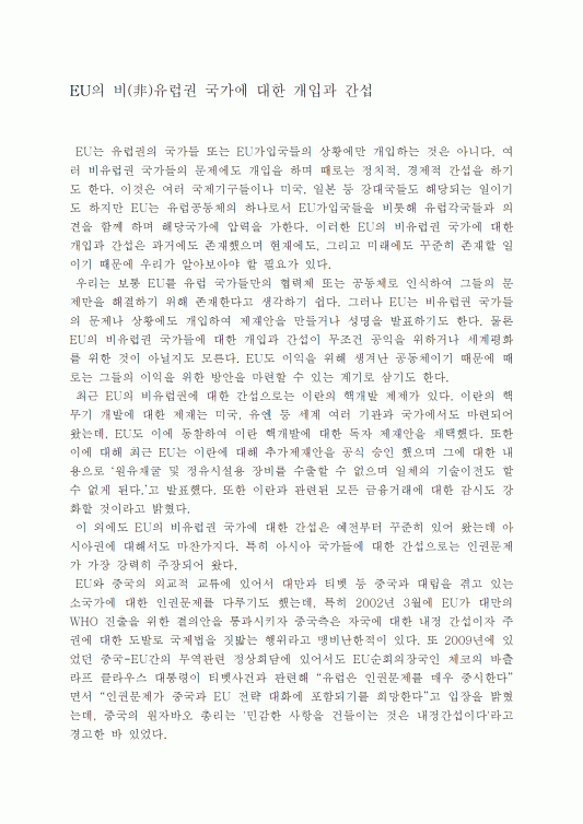 EU의 비유럽권 국가에 대한 개입과 간섭