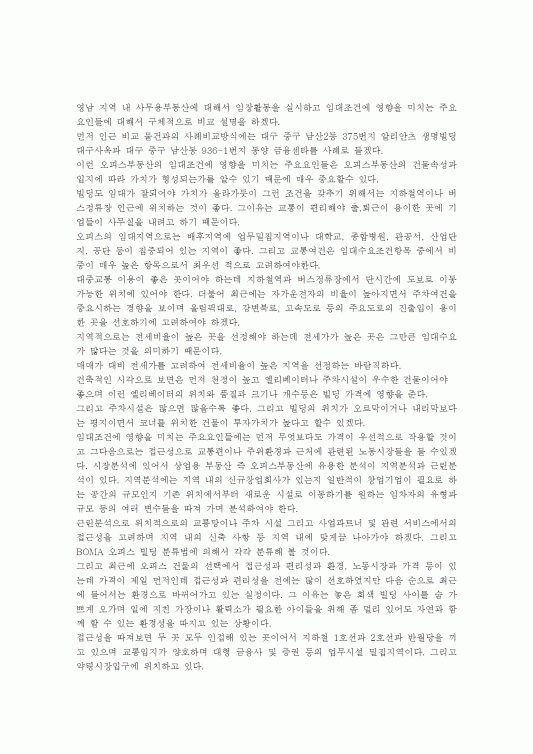영남 지역 내 사무용부동산