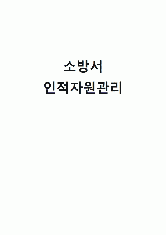 [인적자원관리] 소방서의 인적자원관리 분석과 개선방안 도출
