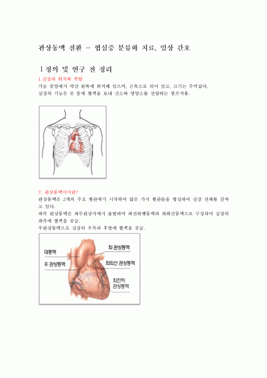관상동맥 질환 협심증 건강문제 간호