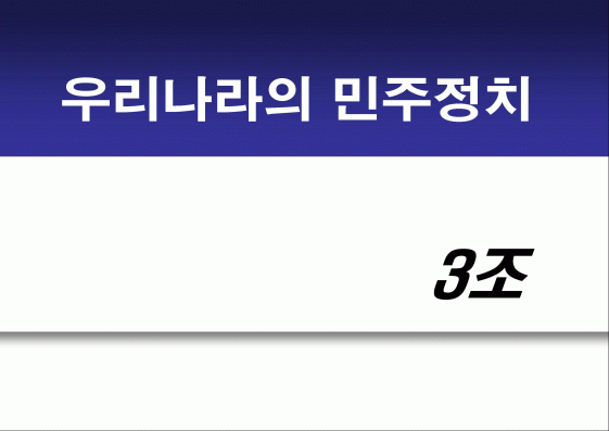 3조 우리나라의 민주정치