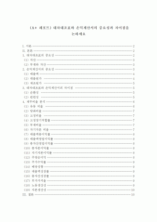 대차대조표와 손익계산서의 중요성과 차이점을 논하세요