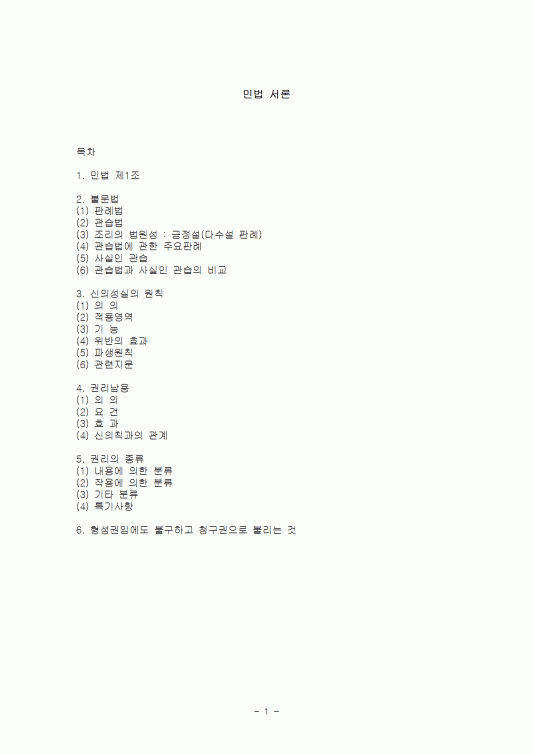 민법 서론 레포트 자료