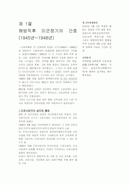 해방직후 미군정기의 간호 (1945년~1948년)