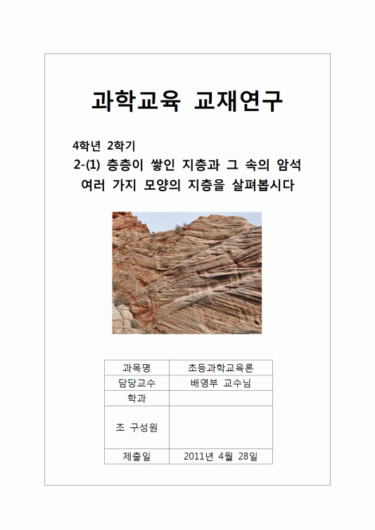 4학년2학기 초등과학교육수업 분석 및 과정안