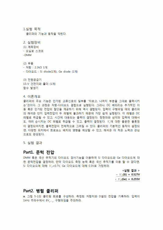 클리핑 회로 (결과 레포트)