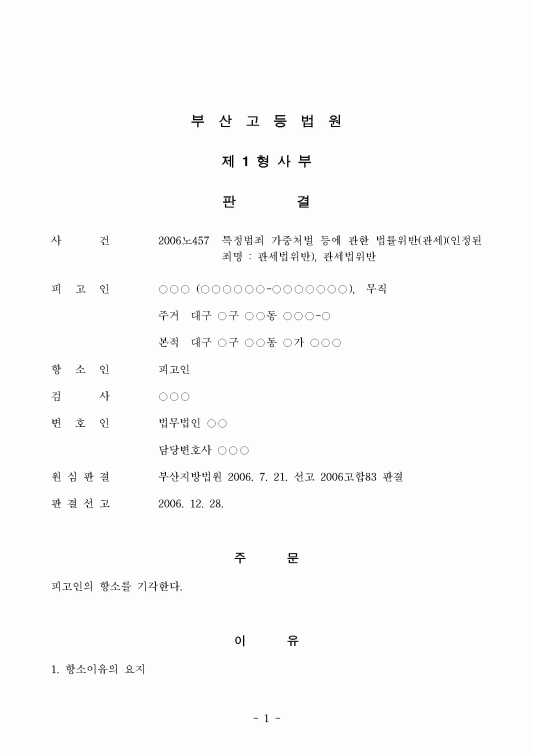HS 코드 분쟁사례 -요약-