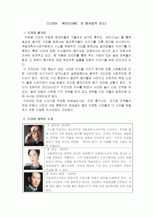 형사소송법적 드라마 싸인 레포트