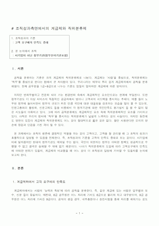 직위분류제계급제