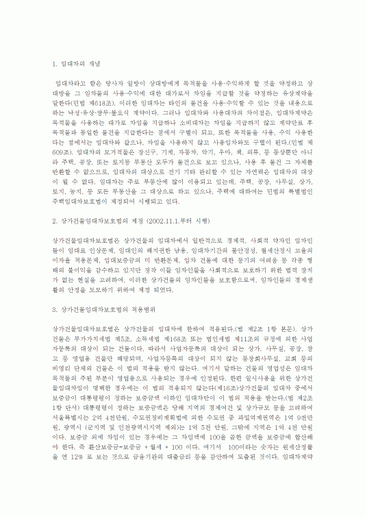 [제주대학교]생활법률 레포트-상가건물임대차보호법