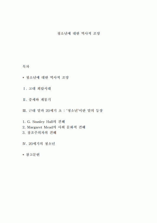 청소년에 대한 역사적 조망