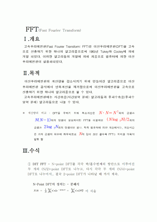고속푸리에변환(Fast Fourier Transform: FFT)