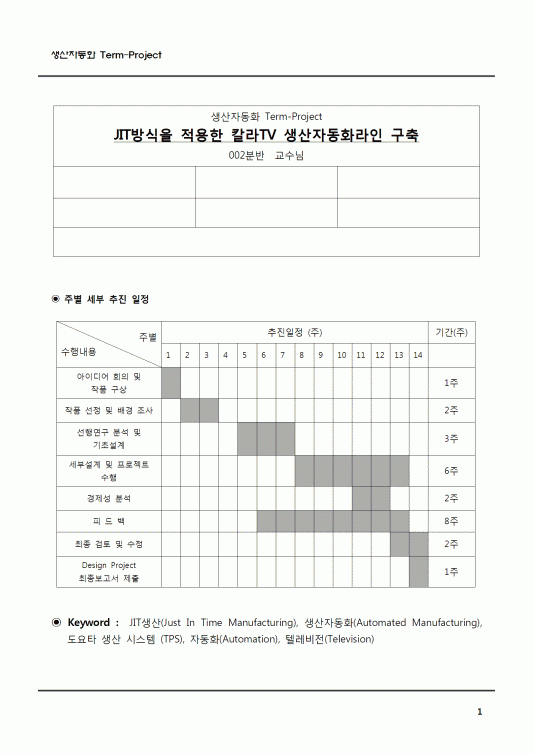 JIT 방식을 적용한 칼라TV 생산자동화라인 구축
