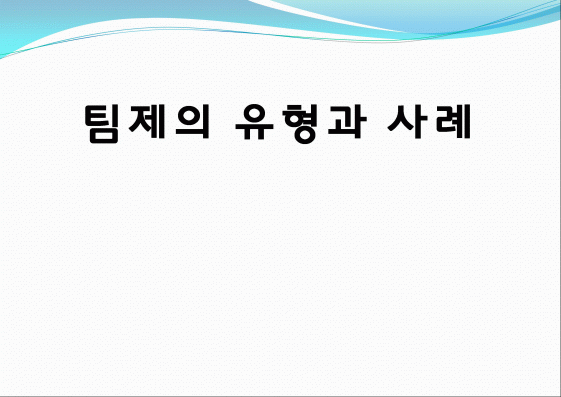 [경영학원론]팀제
