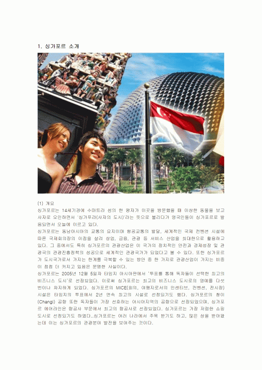 싱가포르의 관광자원과 마케팅 분석