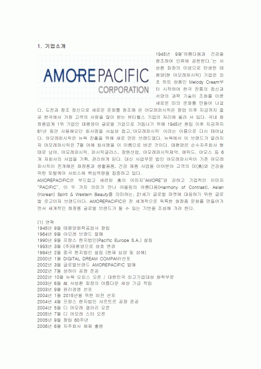 [인문사회] 아모레퍼시픽