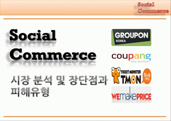 소셜커머스 (Social Commerce) 시장 분석 및 장단점과 피해유형 분석과 해결방안 제시