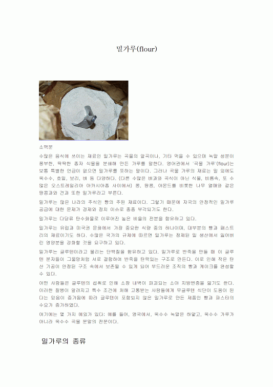 밀가루(flour) 레포트 자료