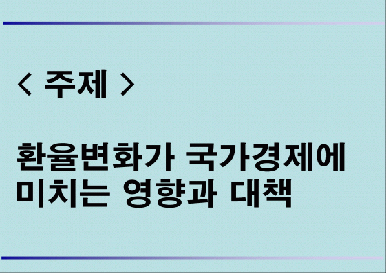 환율변화가 국가경제에미치는 영향과 대책