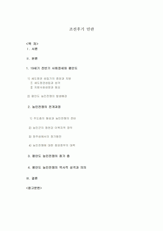 한국사 조선후기 민란