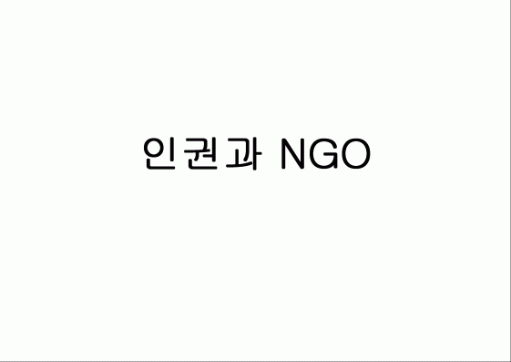 인권과 NGO 레포트 자료
