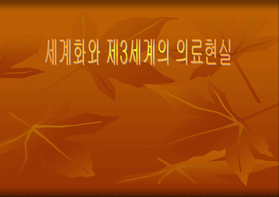 세계화와 제3세계의 의료현실