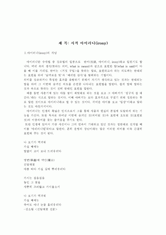 시적 아이러니(irony)