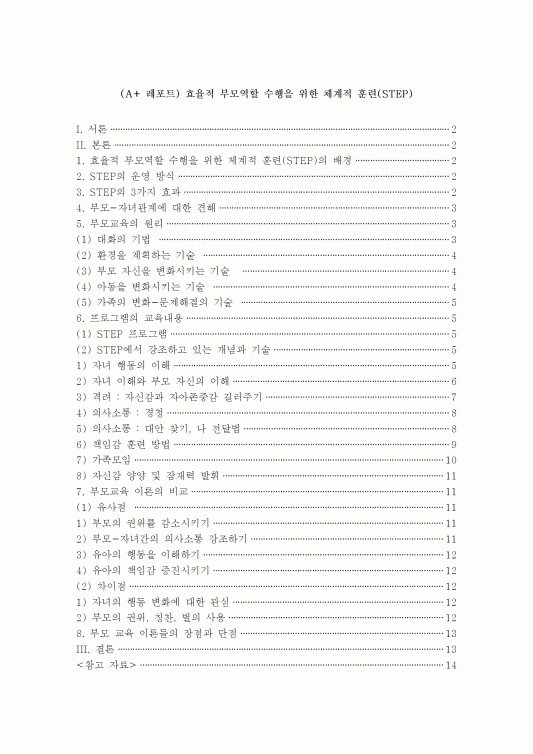 효율적 부모역할 수행을 위한 체계적 훈련(STEP) 프로그램