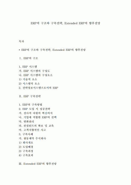 ERP의 구조와 구축전략  Extended ERP의 향후전망
