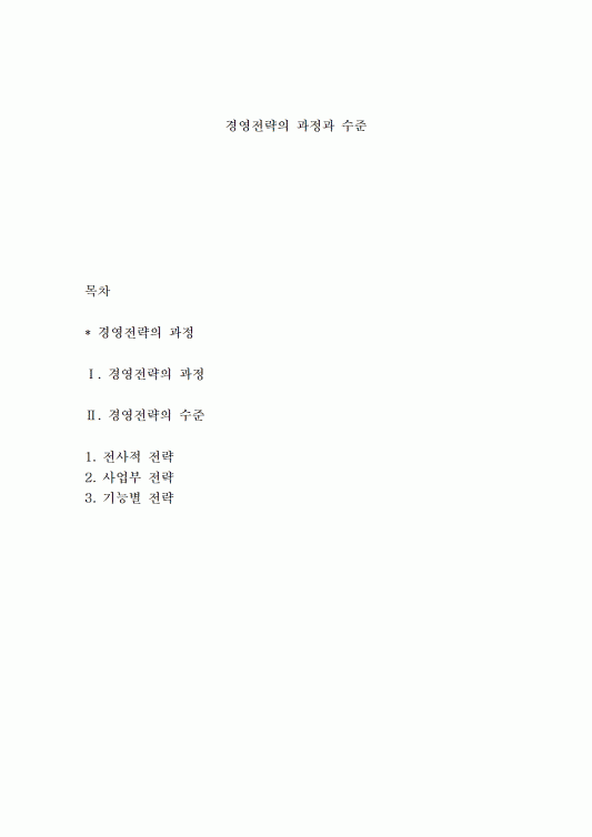경영전략의 과정과 수준