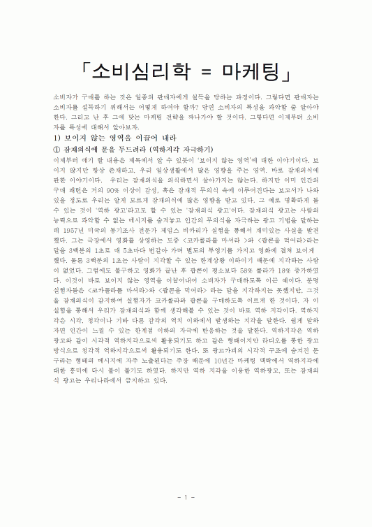 소비심리학 레포트 자료
