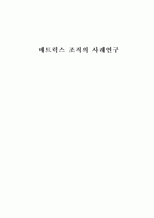 매트릭스 조직의 사례연구