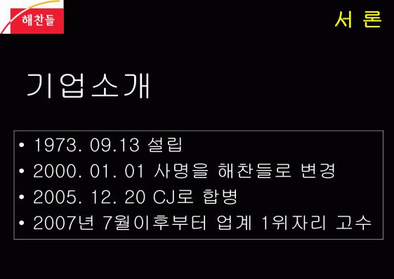 [동기유발]해찬들 마케팅커뮤니케이션 전략 광고 제품전략