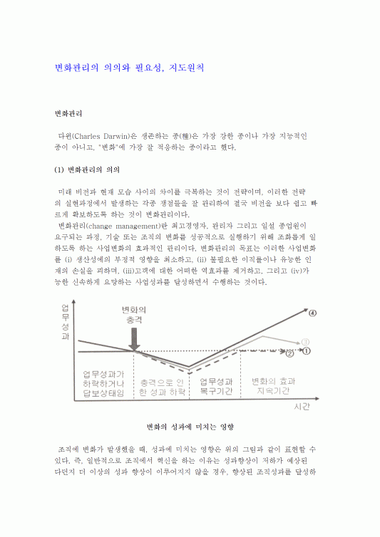 변화관리의 의의와 필요성, 지도원칙