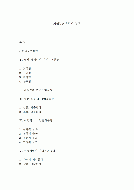 기업문화유형과 분류