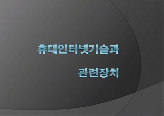 휴대인터넷기술과 관련장치
