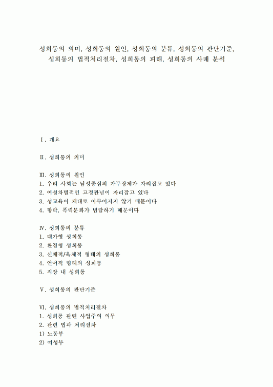 [성희롱][성희롱의 판단기준][성희롱의 법적처리절차][성희롱의 피해][성희롱의 사례]성희롱의 의미, 성희롱의 원인, 성희롱의 분류, 성희롱의 판단기준, 성희롱의 법적처리절차, 성희롱의 피해, 성희롱의 사례