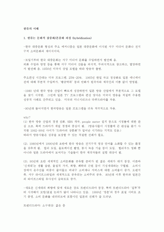 한류의 이해 레포트 자료