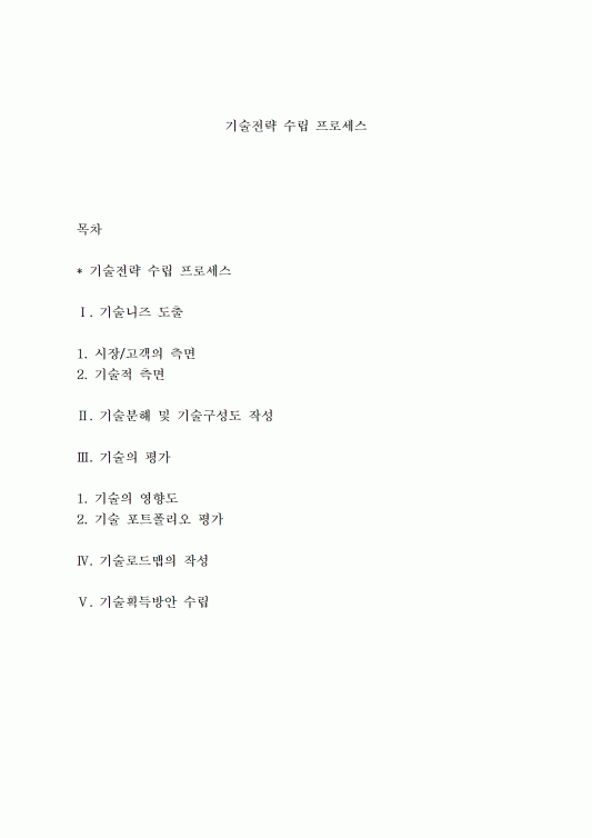기술전략 수립 프로세스