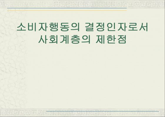 소비자행동의 결정인자로서 사회계층의 제한점