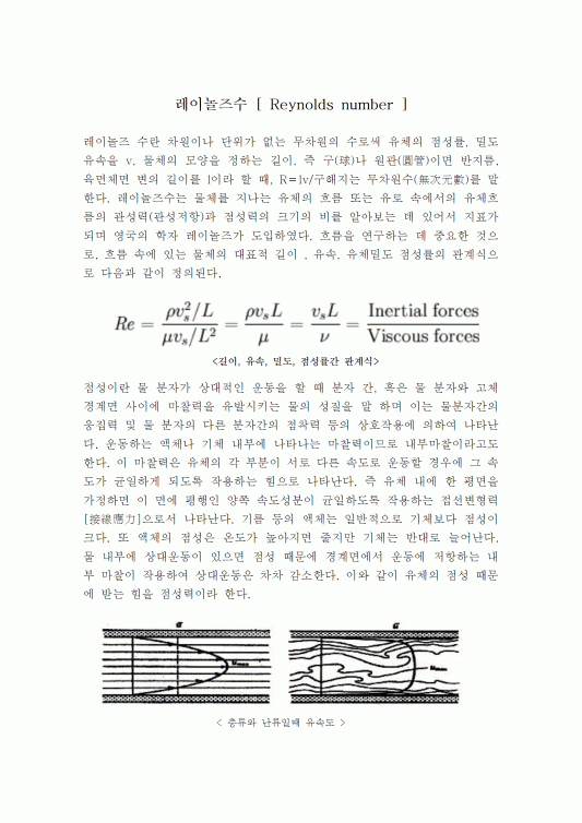 레이놀즈수 (Reynolds number)