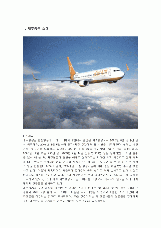 제주항공의 마케팅 전략 분석