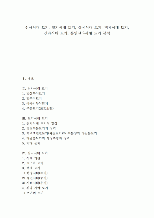 [선사시대 토기][철기시대 토기][삼국시대 토기][백제시대 토기][신라시대 토기][통일신라시대 토기]선사시대 토기, 철기시대 토기, 삼국시대 토기, 백제시대 토기, 신라시대 토기, 통일신라시대 토기 분석