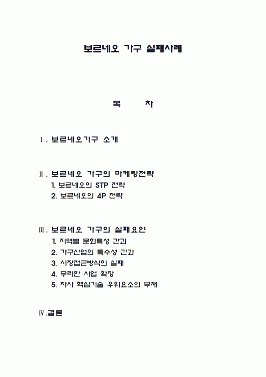 [마케팅전략]보르네오 가구 실패사례