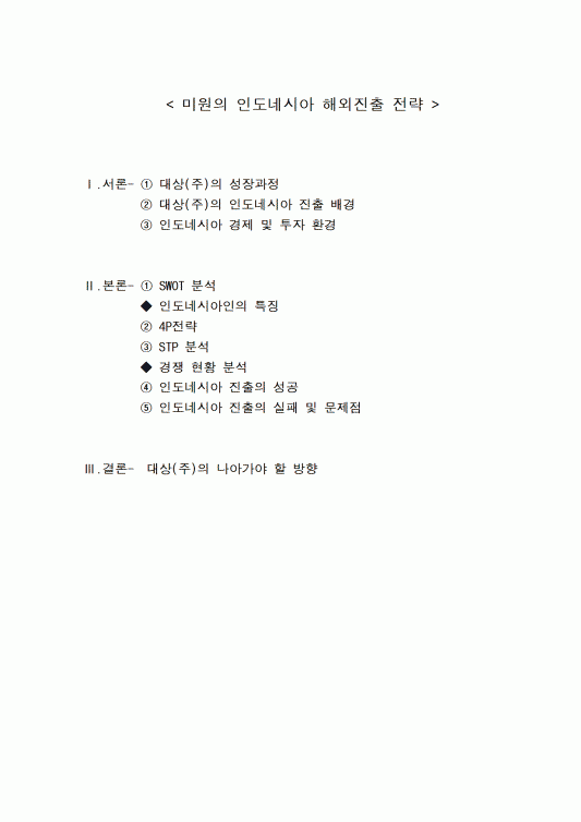 미원의 인도네시아 해외진출 전략