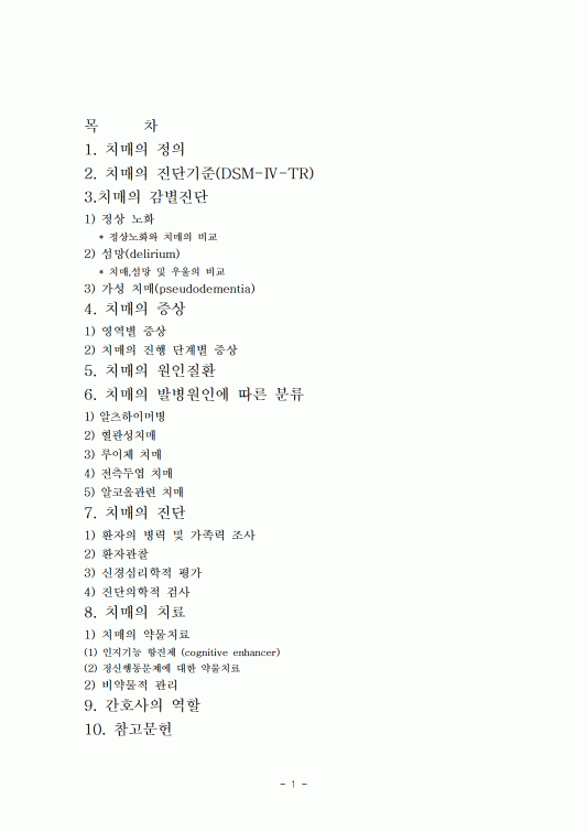 치매(Dmentia) 환자 관리