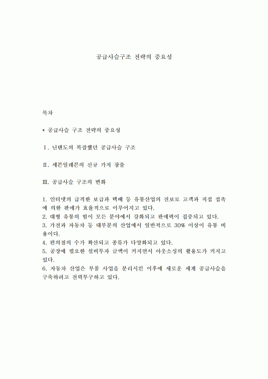 공급사슬구조 전략의 중요성