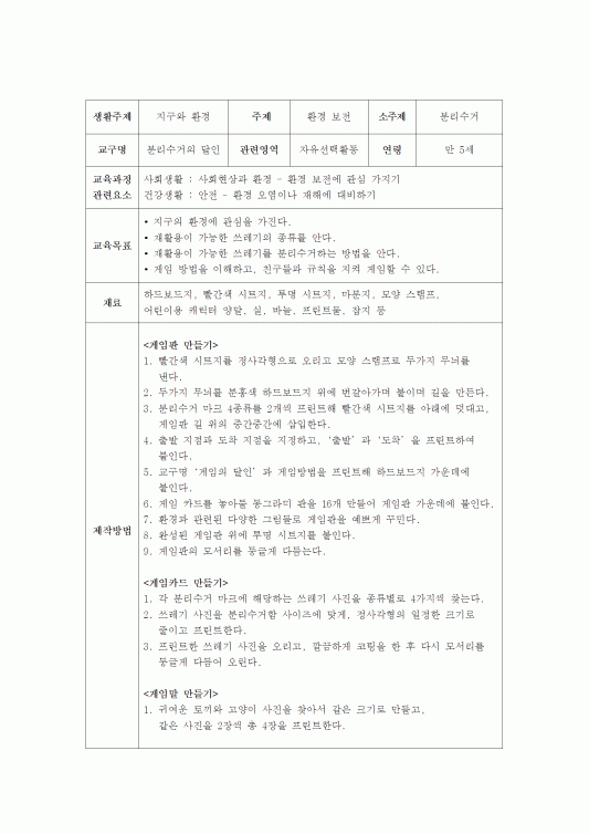 [유아교육] 교재교구 제작 설명서