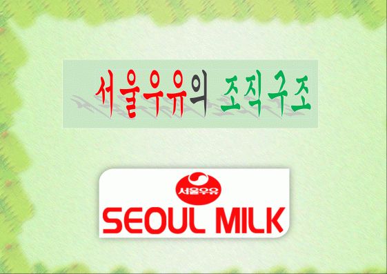 조직의 구조 분석 - 서울우유