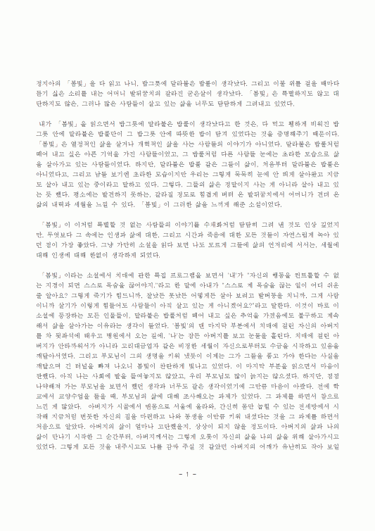 정지아의 소설 <봄빛> 감상문